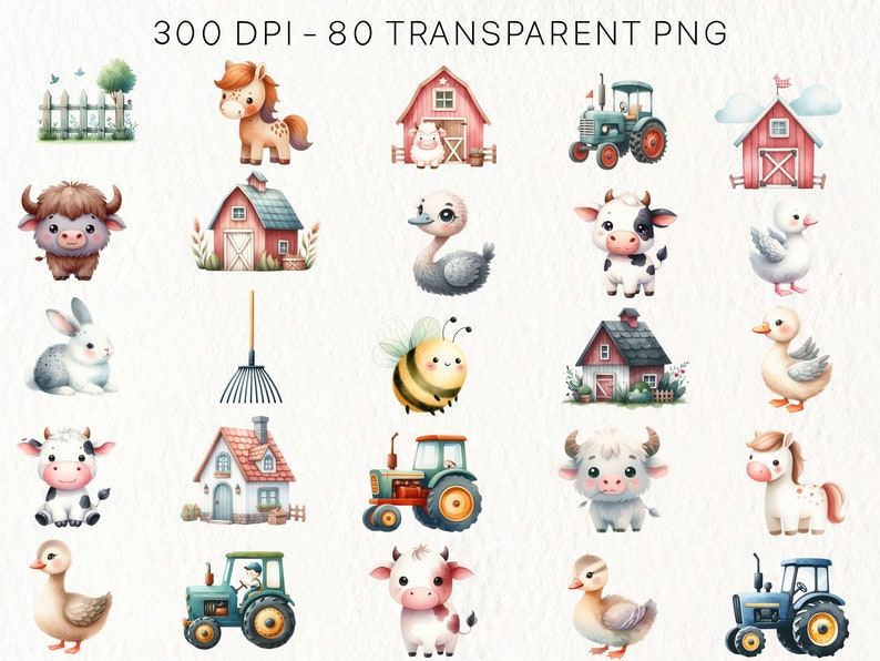 Farm Animal Nursery Clipart Bundle, Nursery Clipart, Farm Animals ...