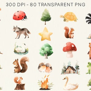 Boho Woodland Animals Baby Shower Clipart Bundle, Watercolor Clip Art ...