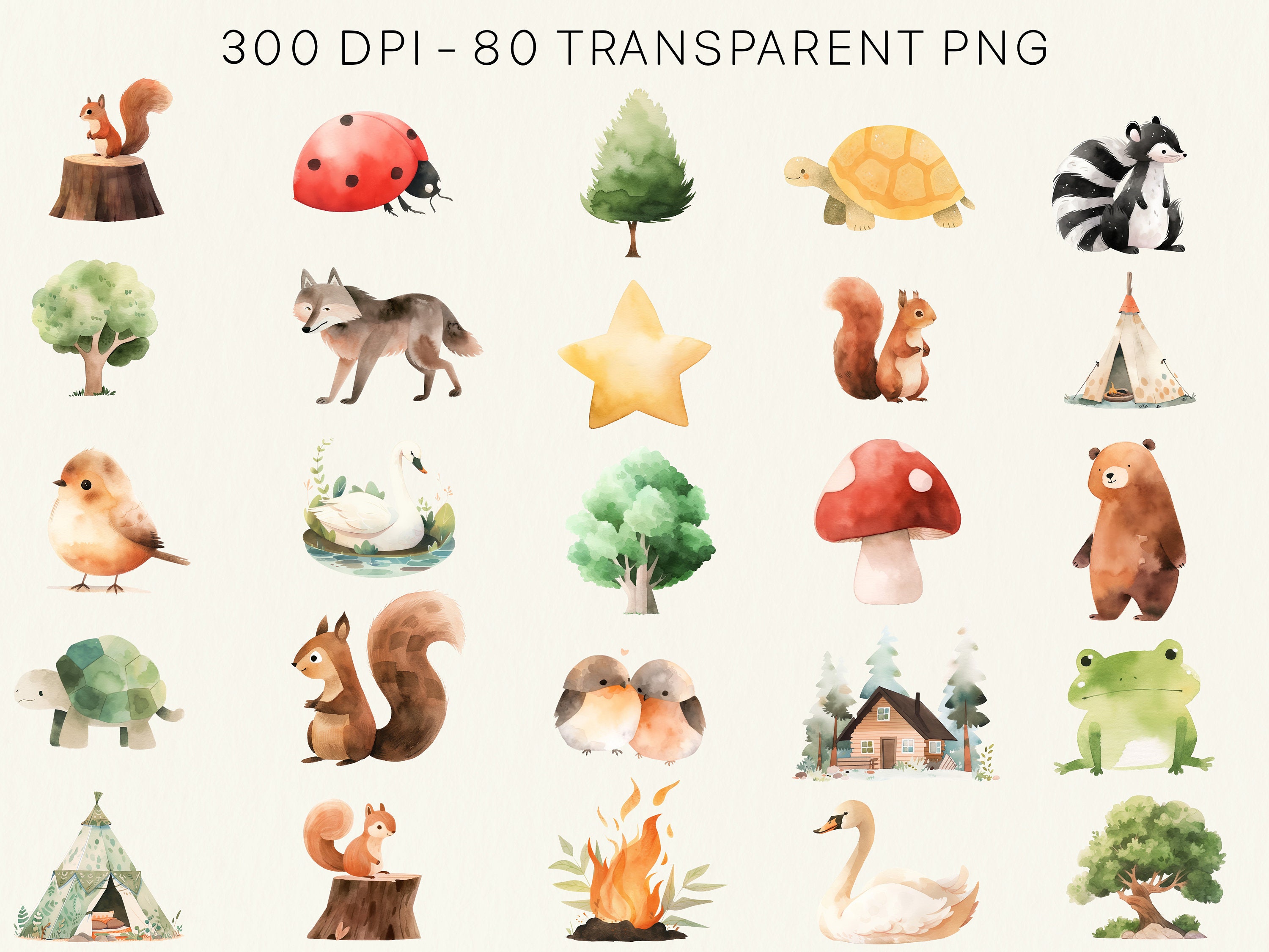 Boho Woodland Animals Baby Shower Clipart Bundle, Watercolor Clip Art ...