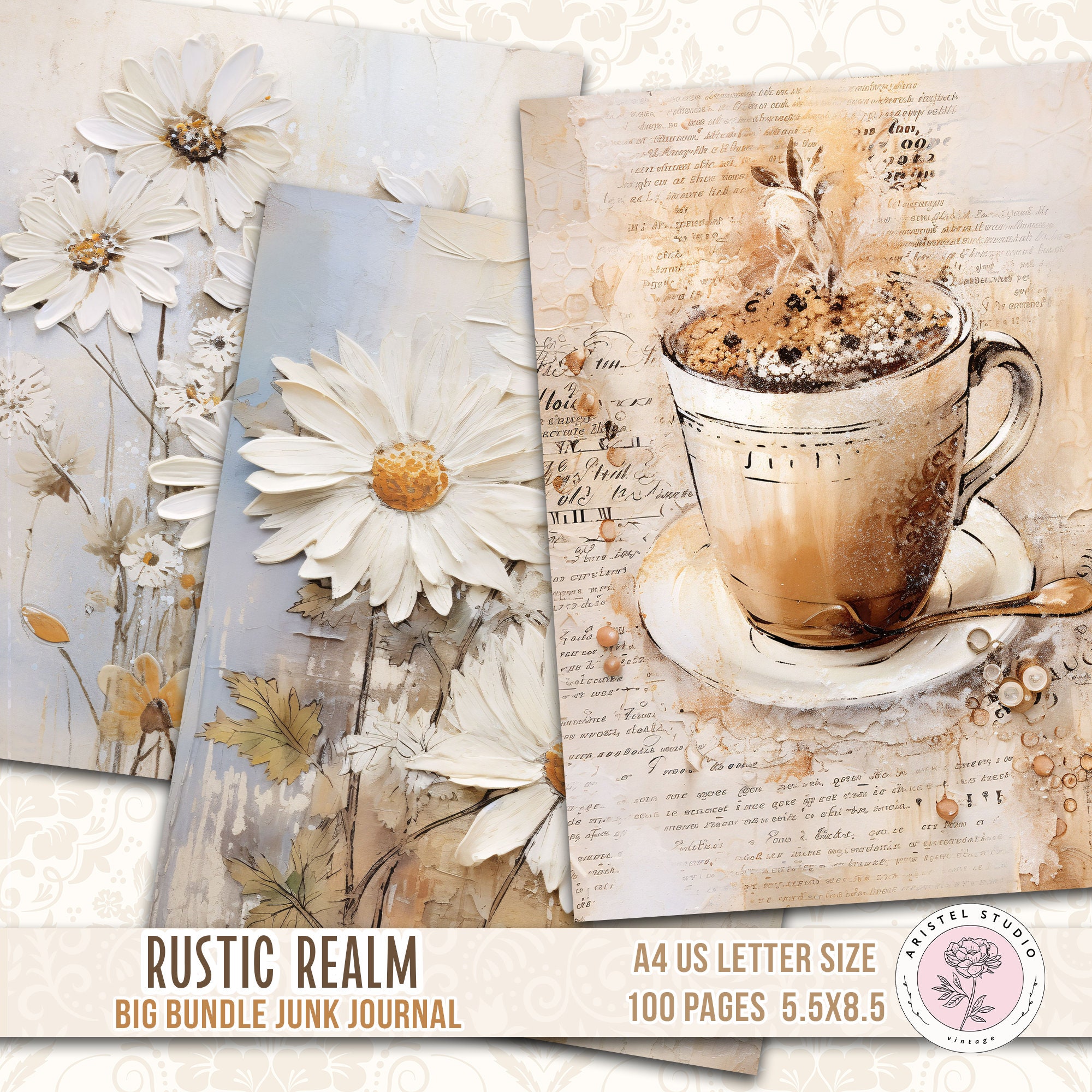 Rustic Junk Journal Pages, Digital Paper, Printables, Scrapbooking ...