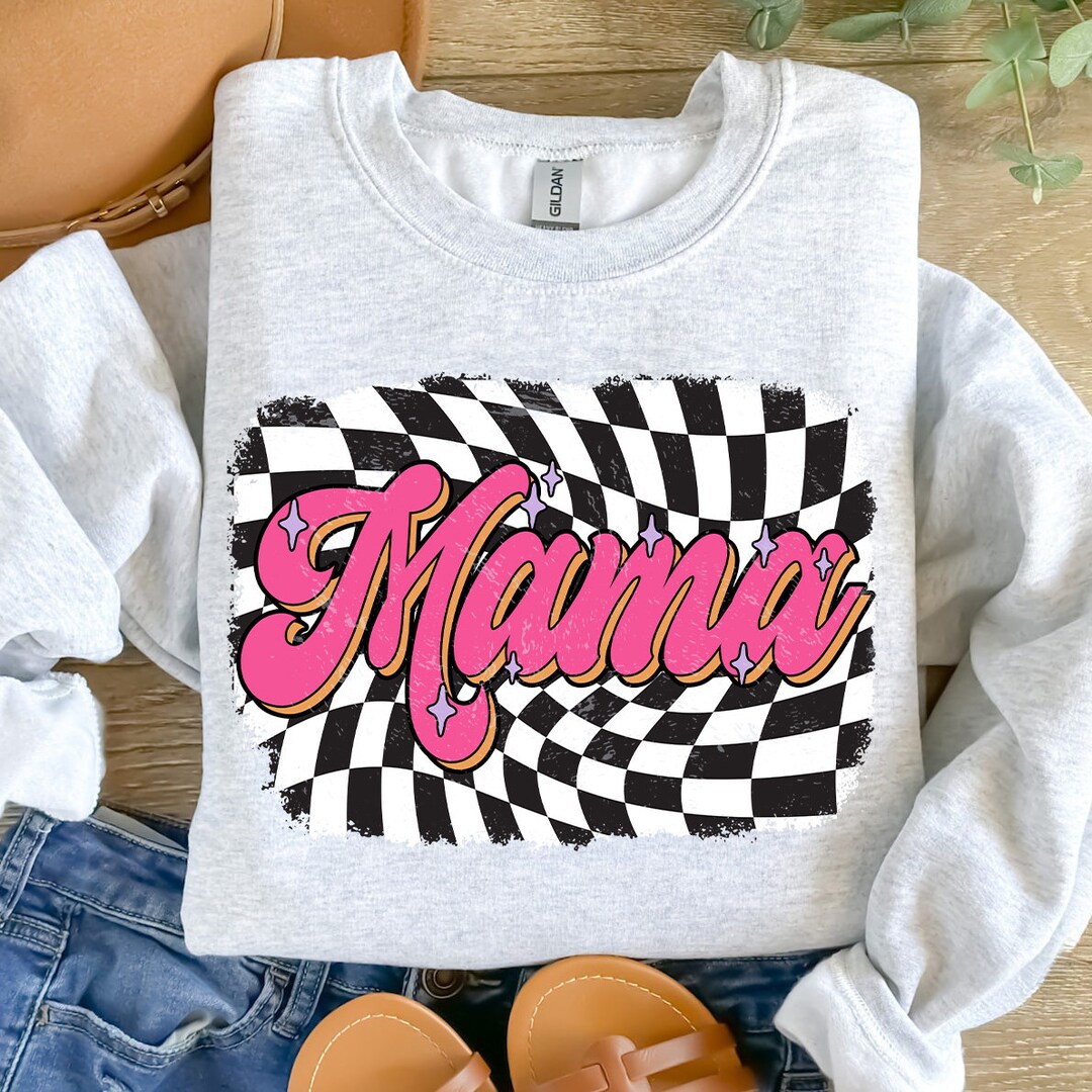 Retro Checkered Mama PNG, Distressed Checkerboard Mom Shirt Design ...