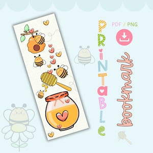 Bee Honey Printable Bookmark, Funny Bees Digital Bookmark, Jar of Honey ...