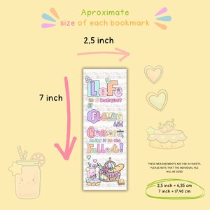 Kawaii Picnic Digital Bookmark, Cute Bookmarks, Food Bookmark ...