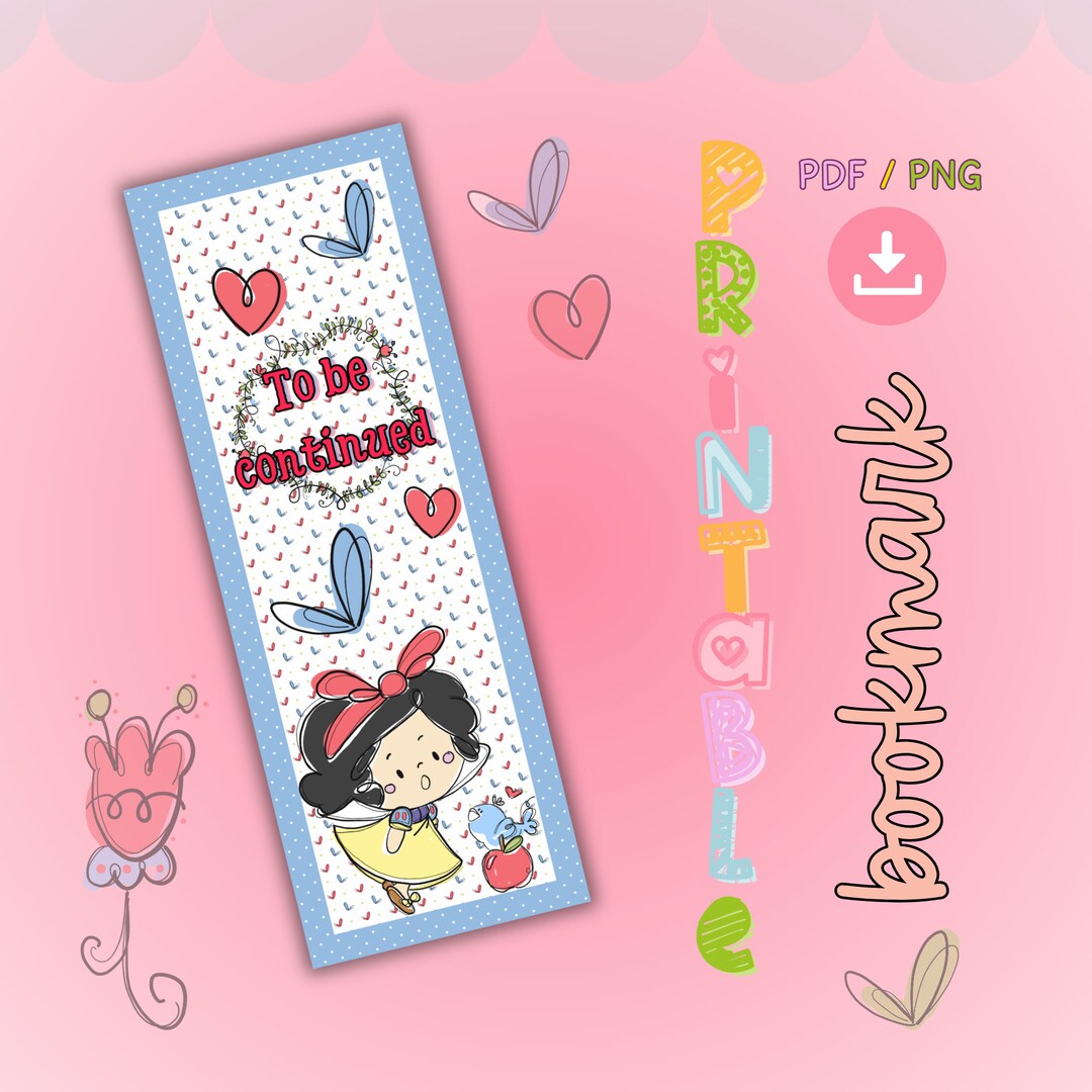 Snow White Inspired Printable Bookmark, Princess Digital File, Romantic ...