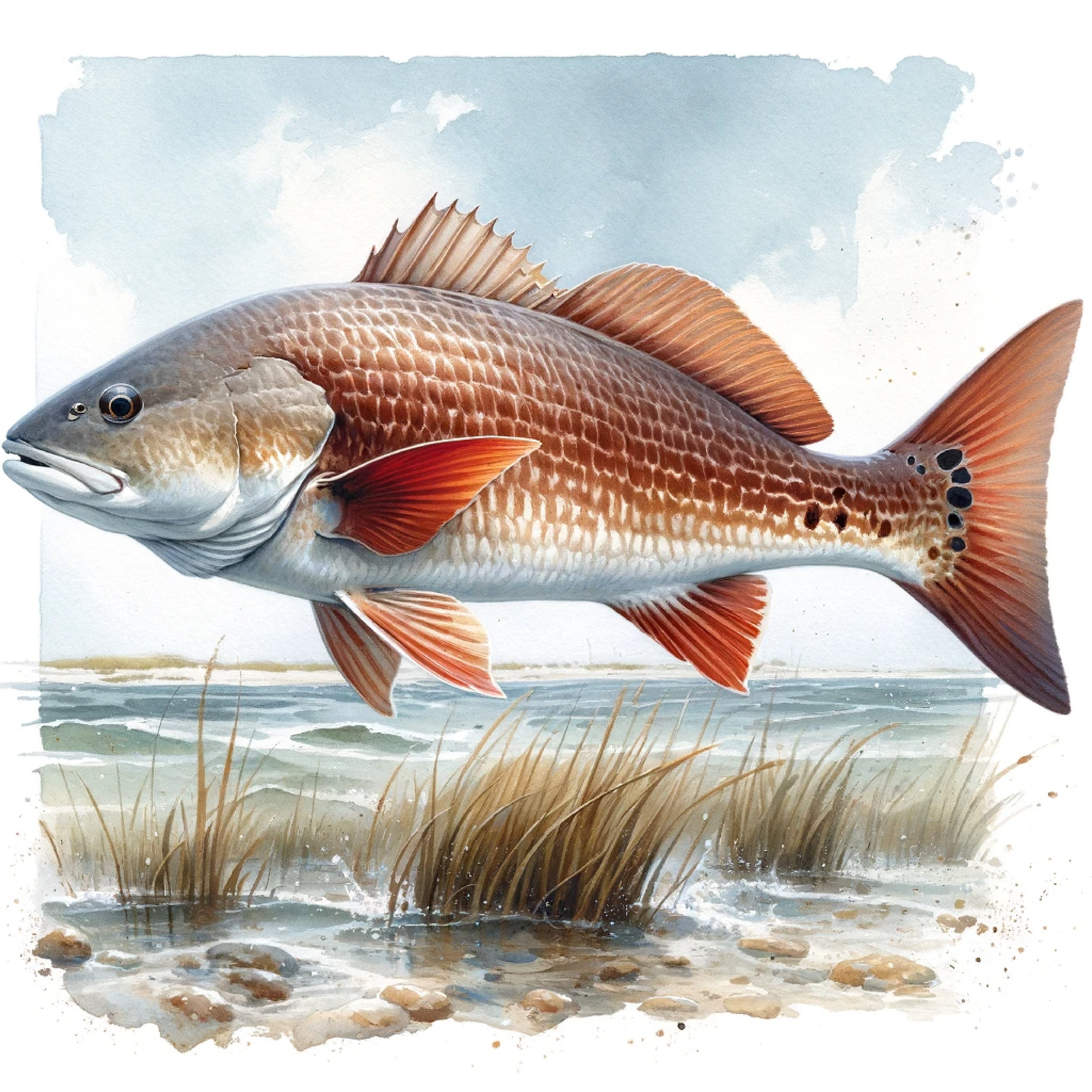 Water Color Texas Red Fish File - Texas Fishing, Watercolor, Fly ...