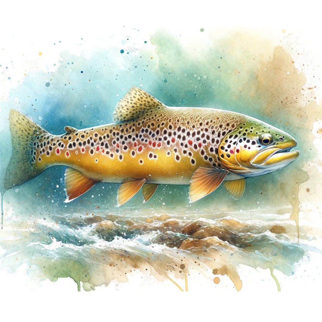 Water Color Trout Digital File - Trout, Watercolor, Fly Fishing ...