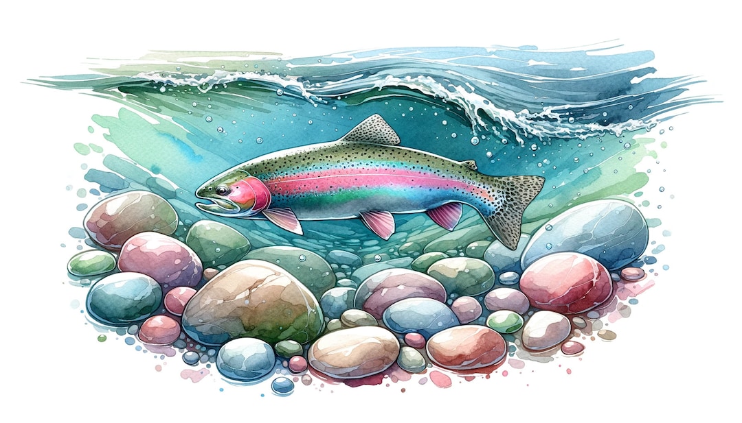 Water Color Trout Digital File Rainbow Trout, Watercolor, Fly Fishing ...