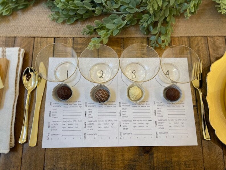 Wine Tasting Placemats Party Kit. Blind Tasting. 4 Wines. Wine and ...