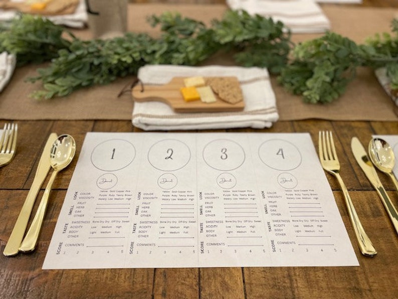 Wine Tasting Placemats Kit. Blind Tasting. 4 Wines. Wine and Donut ...