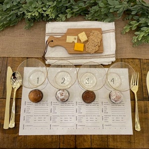 Wine Tasting Placemats Kit. Blind Tasting. 4 Wines. Wine and Donut ...
