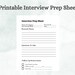 Printable Interview Prep Worksheet - Etsy