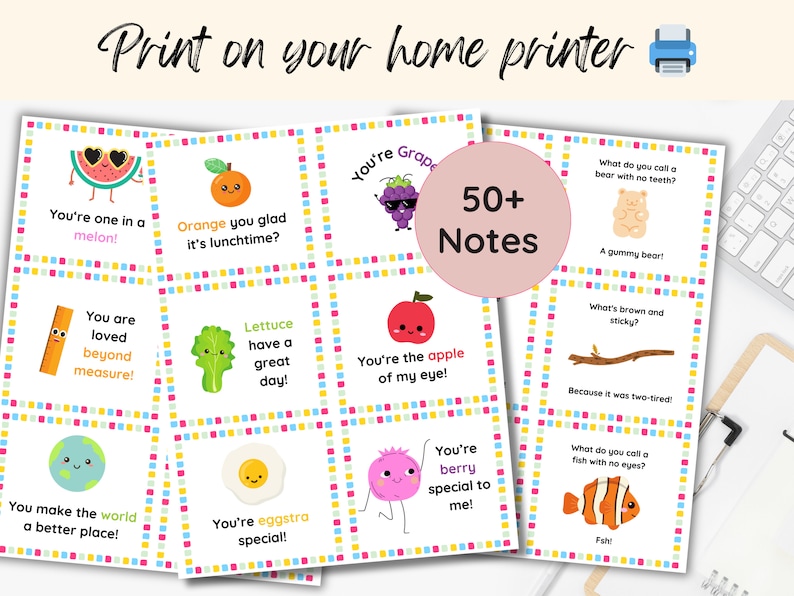 Lunch Notes, Lunch Box Cards, Joke Lunch Box Notes, Encouragement Cards ...