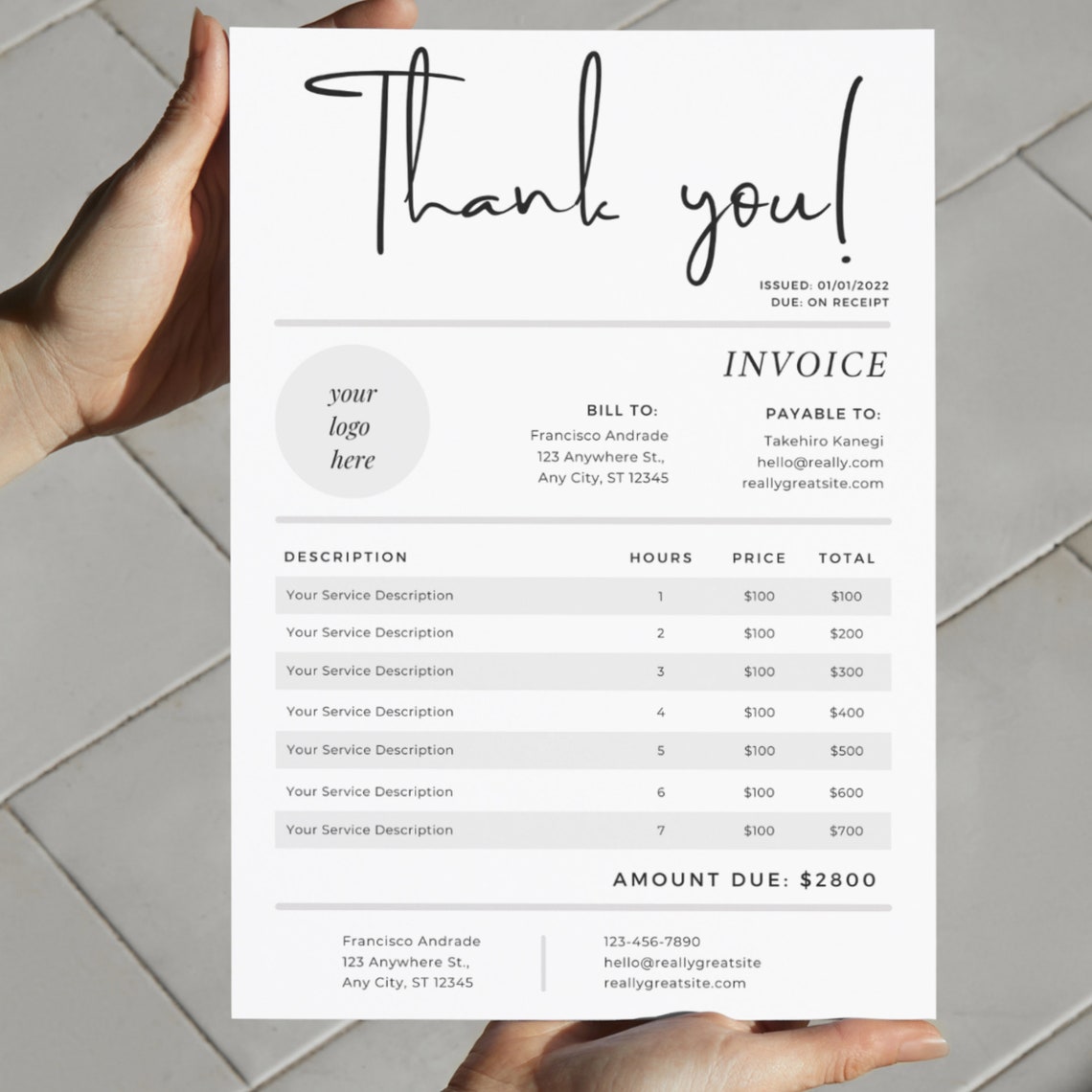 Small Business Invoice Template. Invoice Template Pdf/google - Etsy