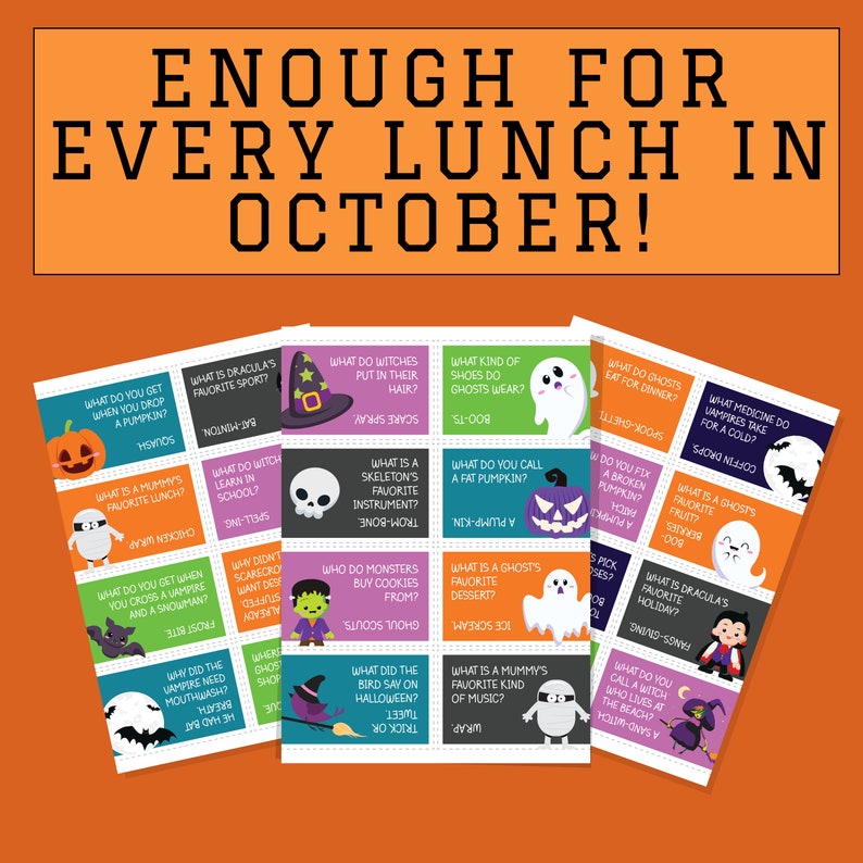 HALLOWEEN LUNCHBOX NOTES, Lunchbox Jokes for Kids, Lunchbox Notes ...