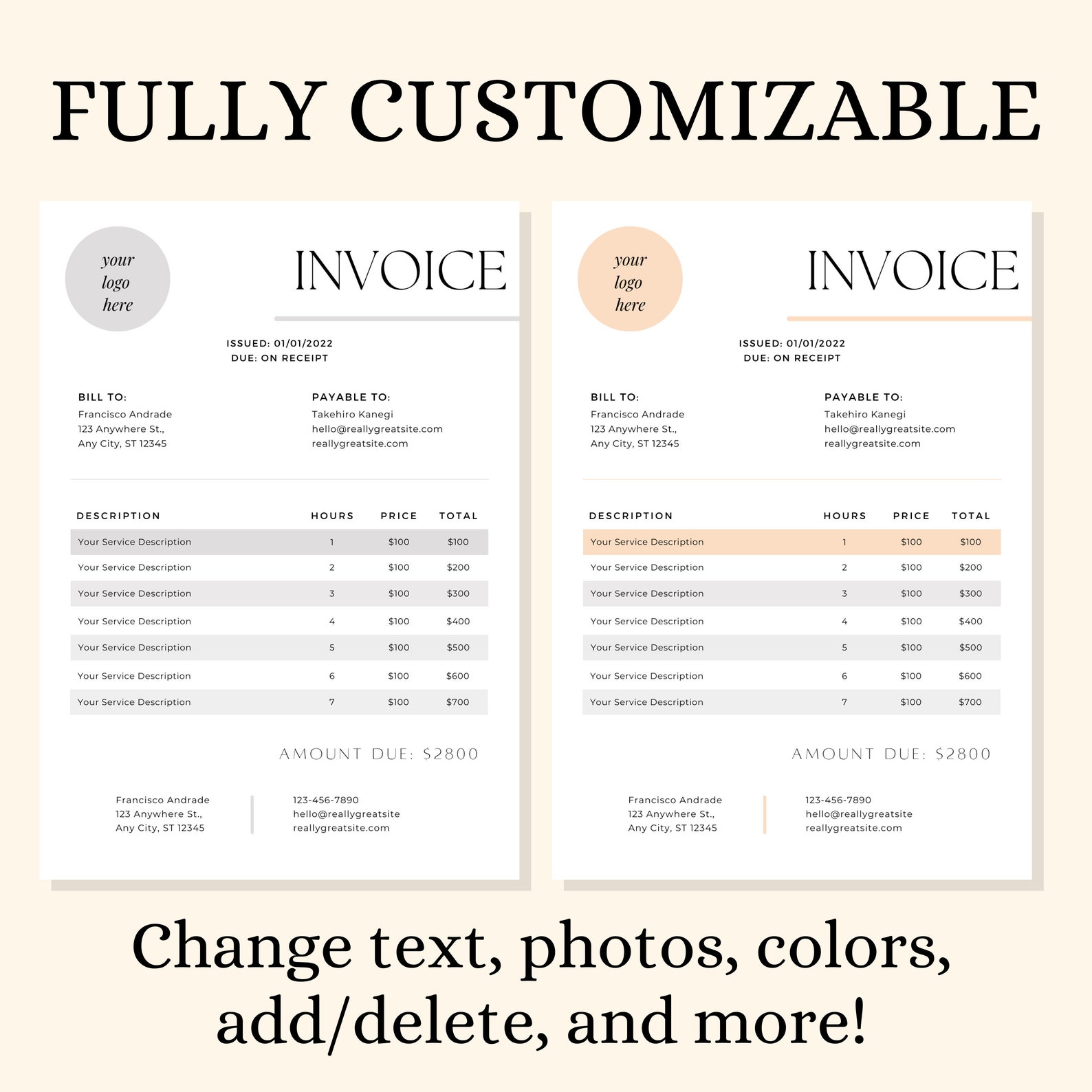 Small Business Invoice Template. Invoice Template Pdf/google Docs/word ...