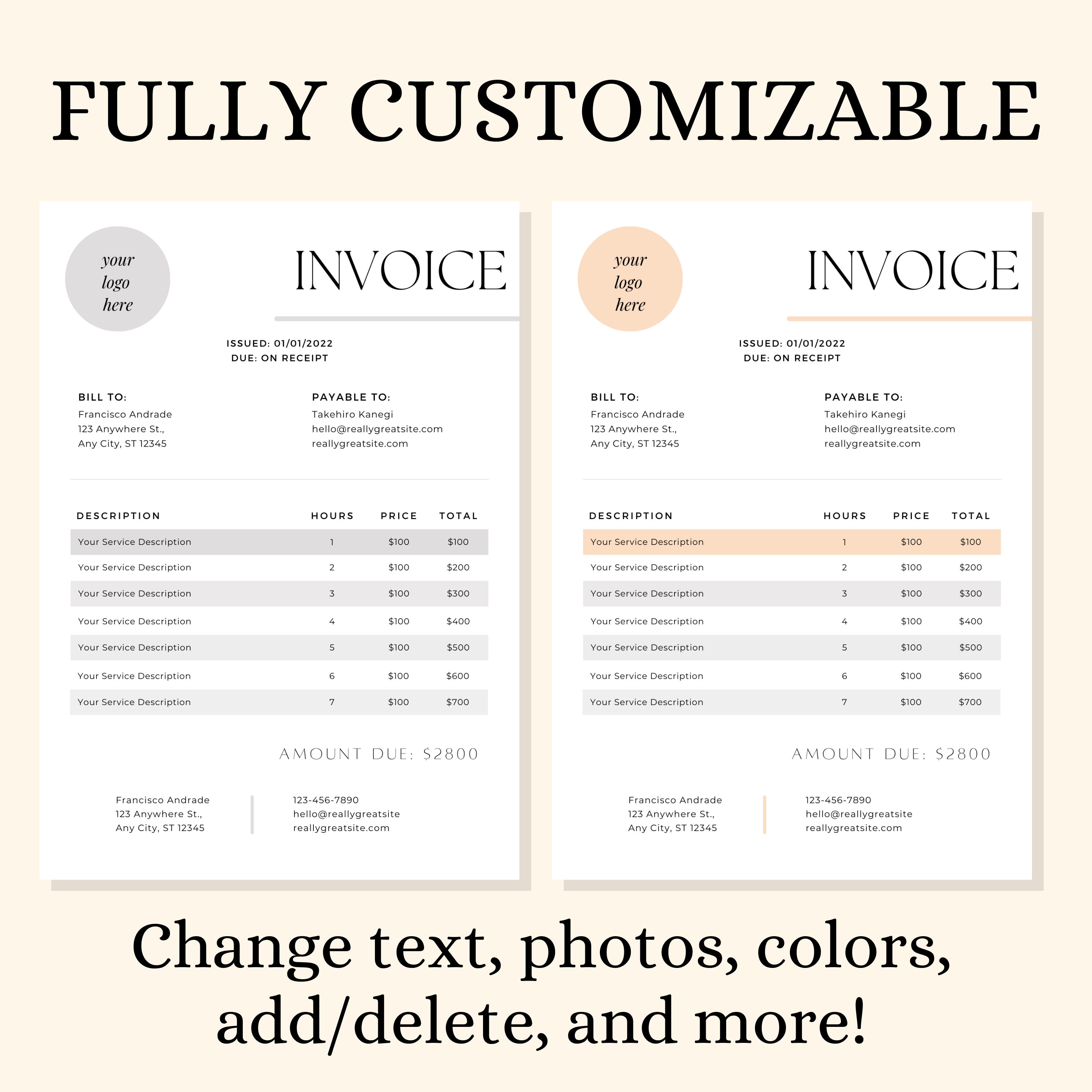 Small Business Invoice Template. Invoice Template Pdf/google Docs/word ...