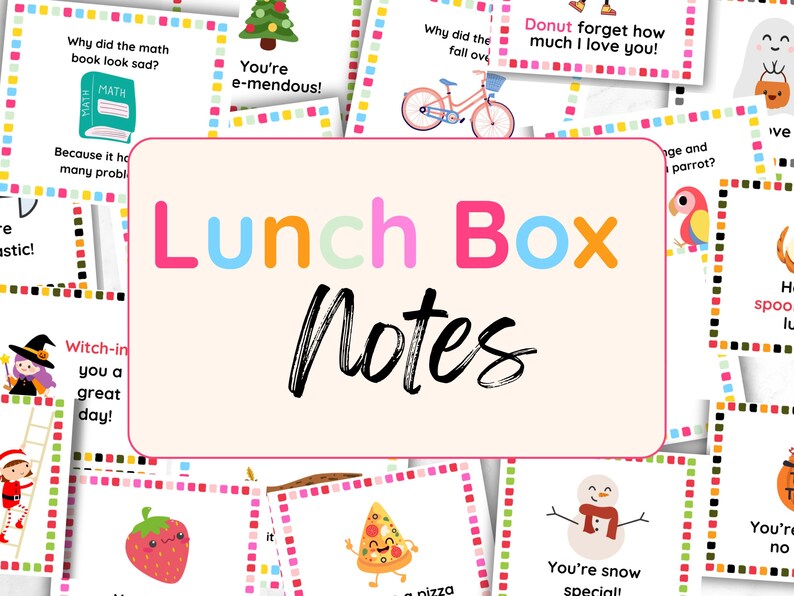 Lunch Notes, Lunch Box Cards, Joke Lunch Box Notes, Encouragement Cards ...