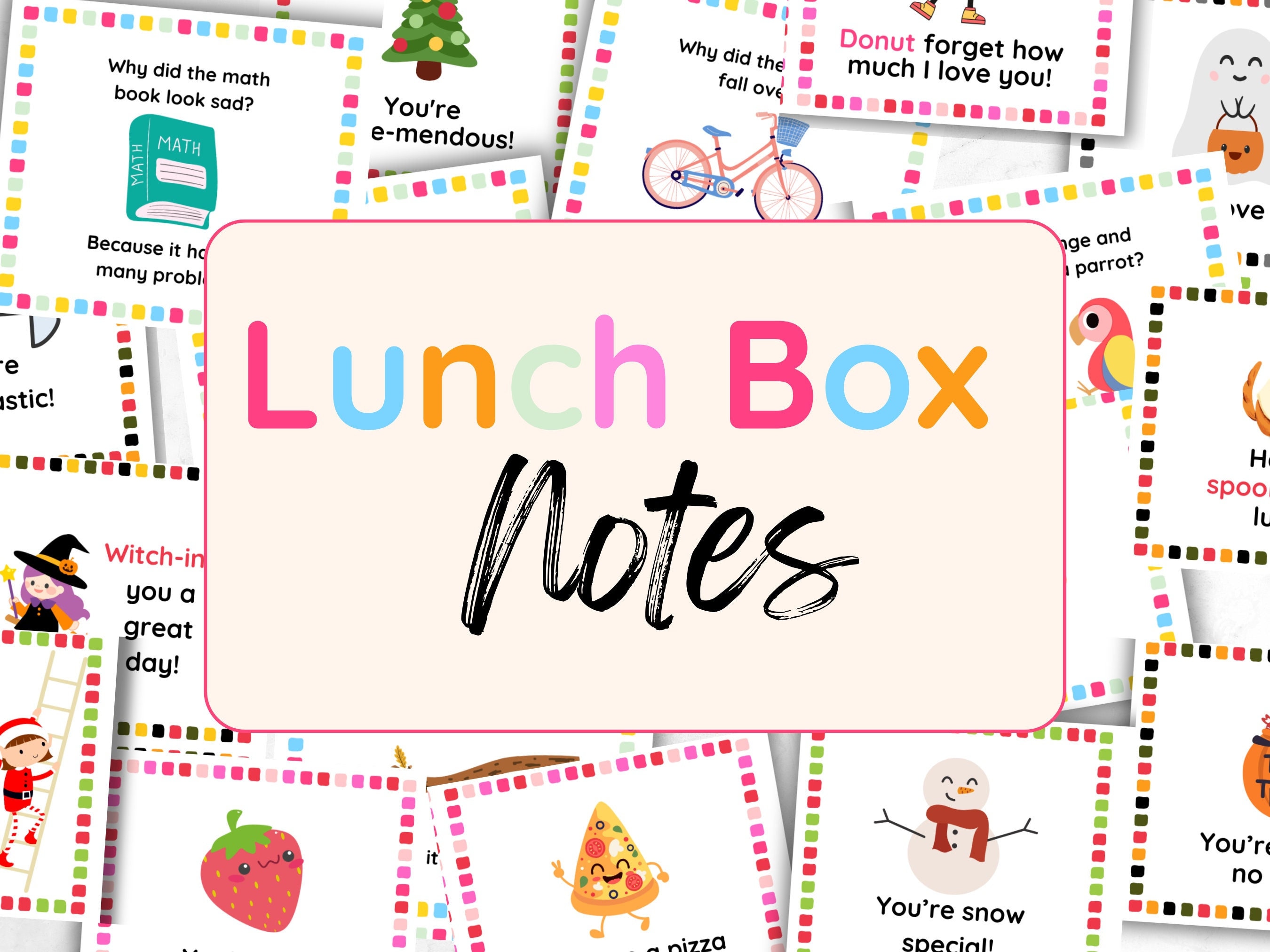 Lunch Notes, Lunch Box Cards, Joke Lunch Box Notes, Encouragement Cards ...