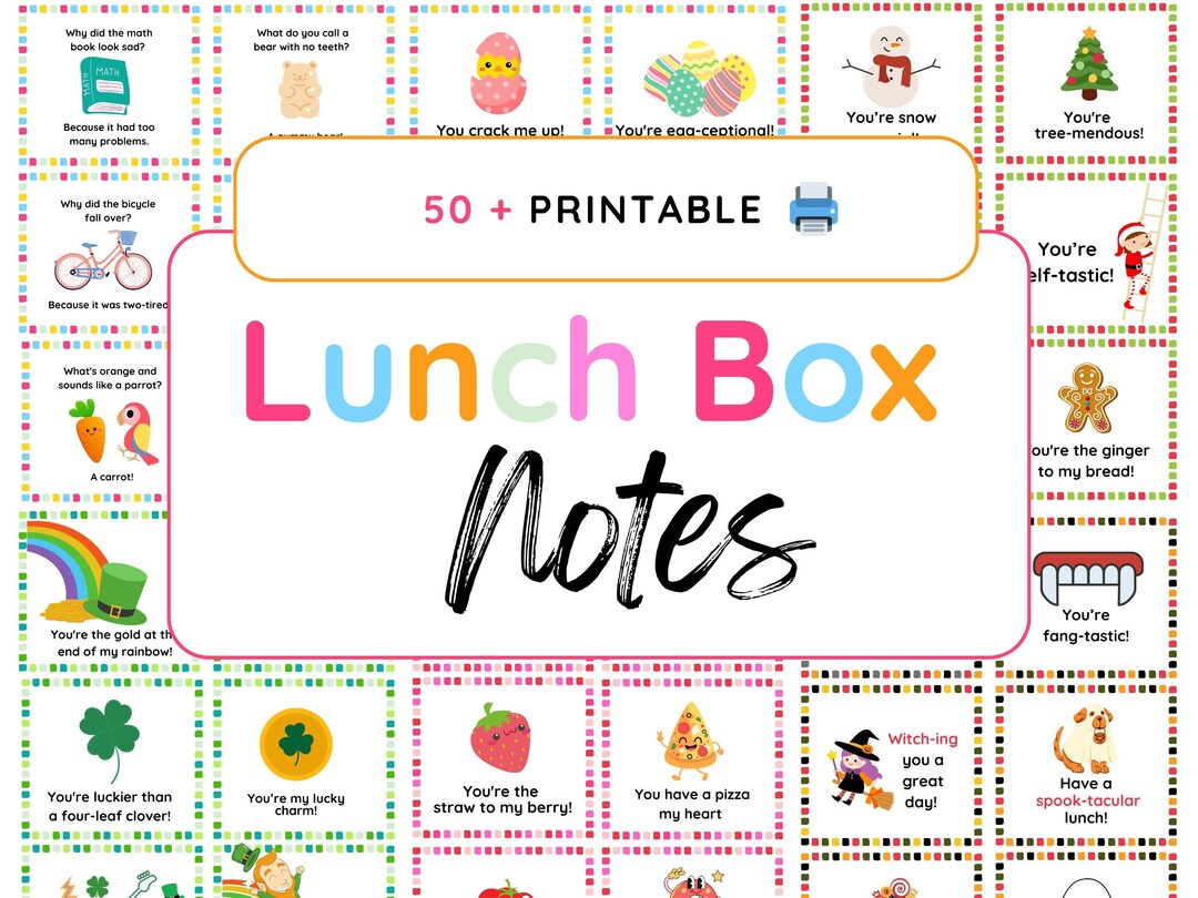 Lunch Notes, Lunch Box Cards, Joke Lunch Box Notes, Encouragement Cards ...