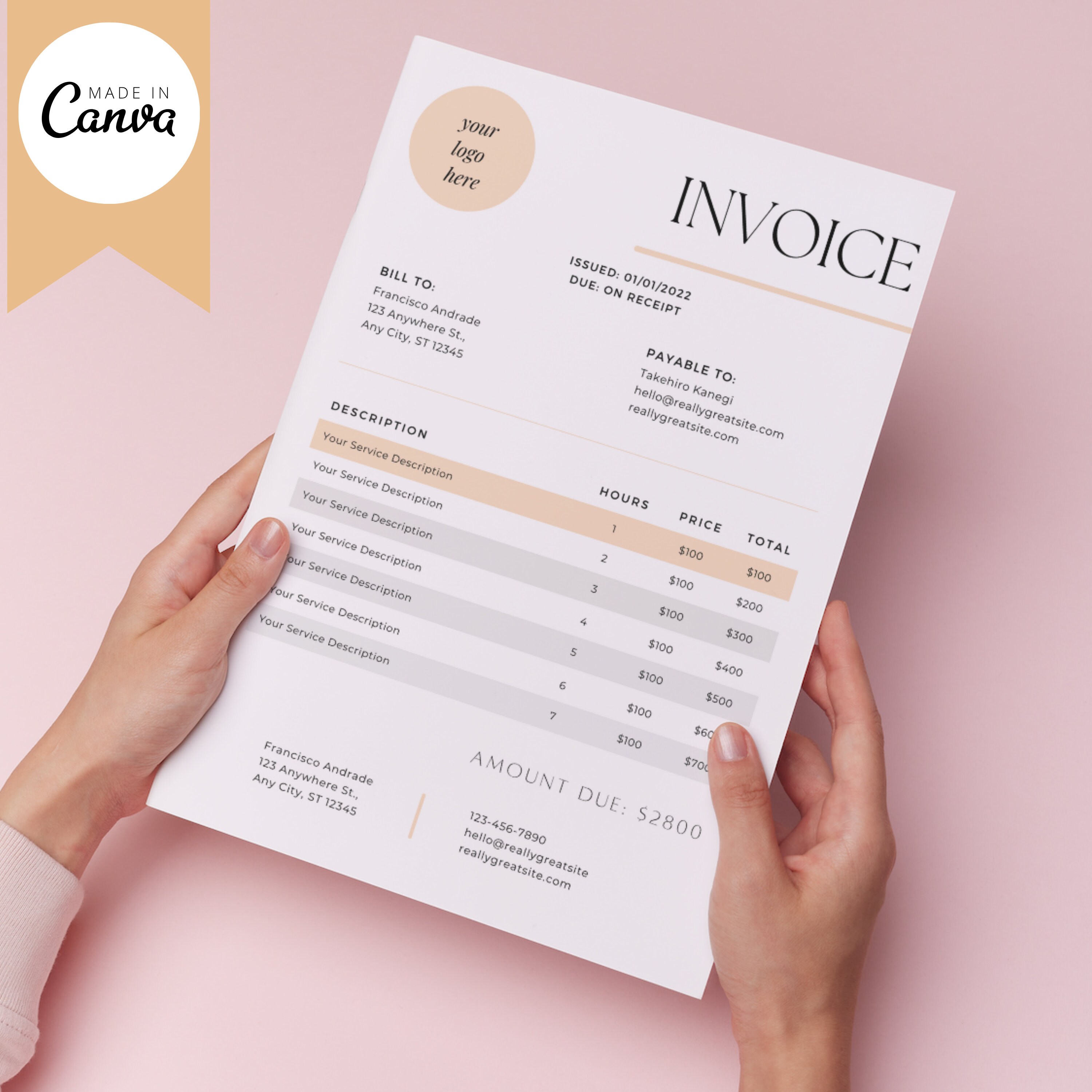 Small Business Invoice Template. Invoice Template Pdf/google Docs/word ...