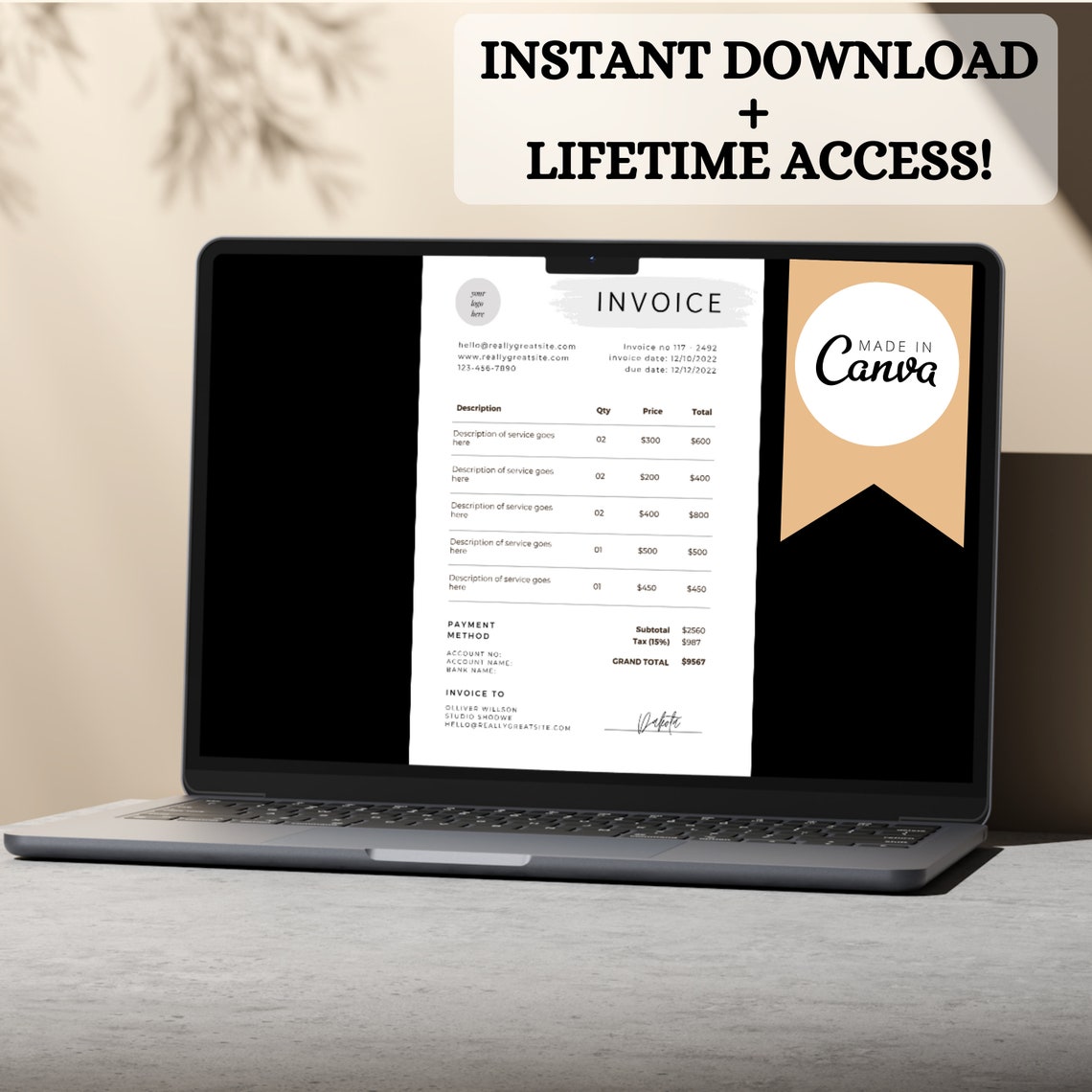Small Business Invoice Template. Invoice Template Pdf/google - Etsy