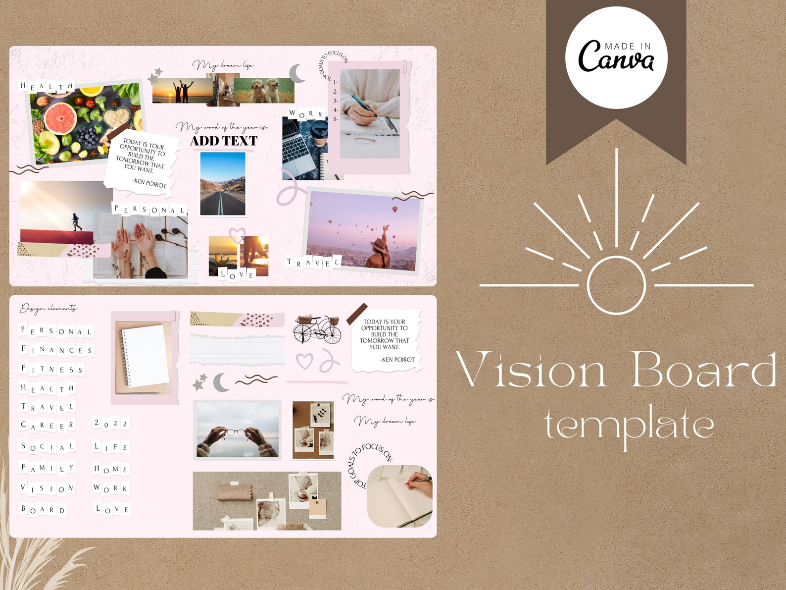 Vision Board Template , Vision Board, Goal Setting, Manifestation ...