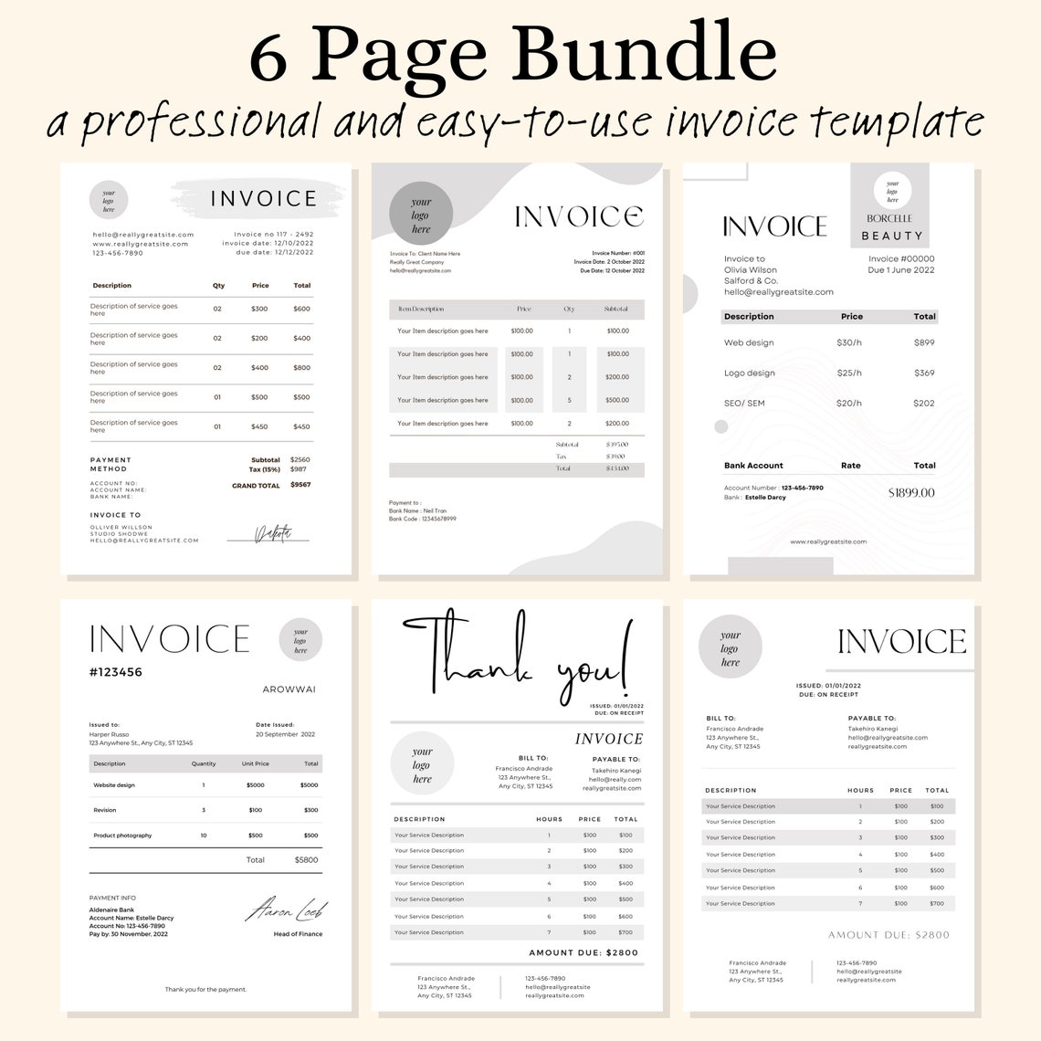 Small Business Invoice Template. Invoice Template Pdf/google - Etsy