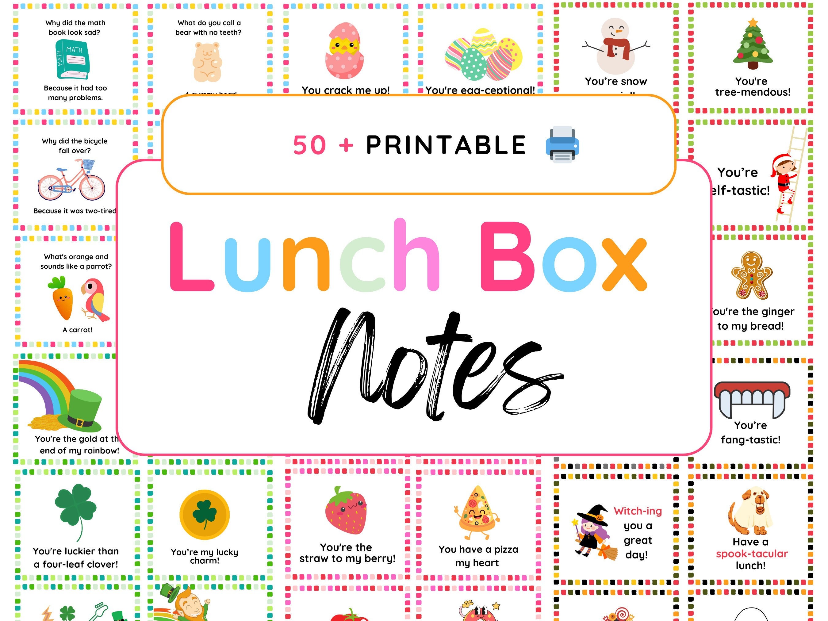 Lunch Notes, Lunch Box Cards, Joke Lunch Box Notes, Encouragement Cards ...