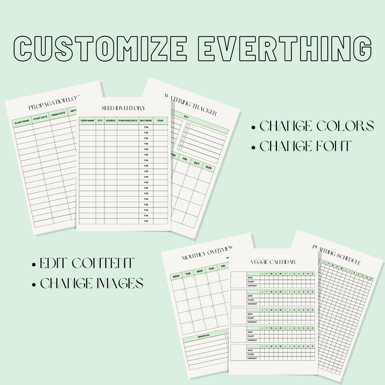 Pintable Garden Planner Template Bundle Seed Inventory Plant Profile ...