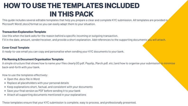 KYC Guide & Editable Templates – Respond to Your Bank’s KYC Request ...