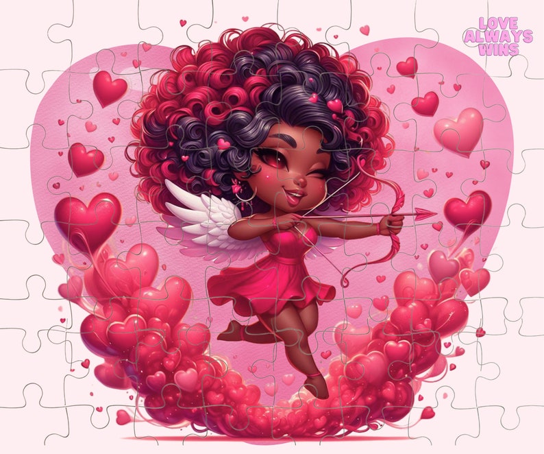 Valentine's Day Cupid Digital PNG, Love Always Wins, African American ...