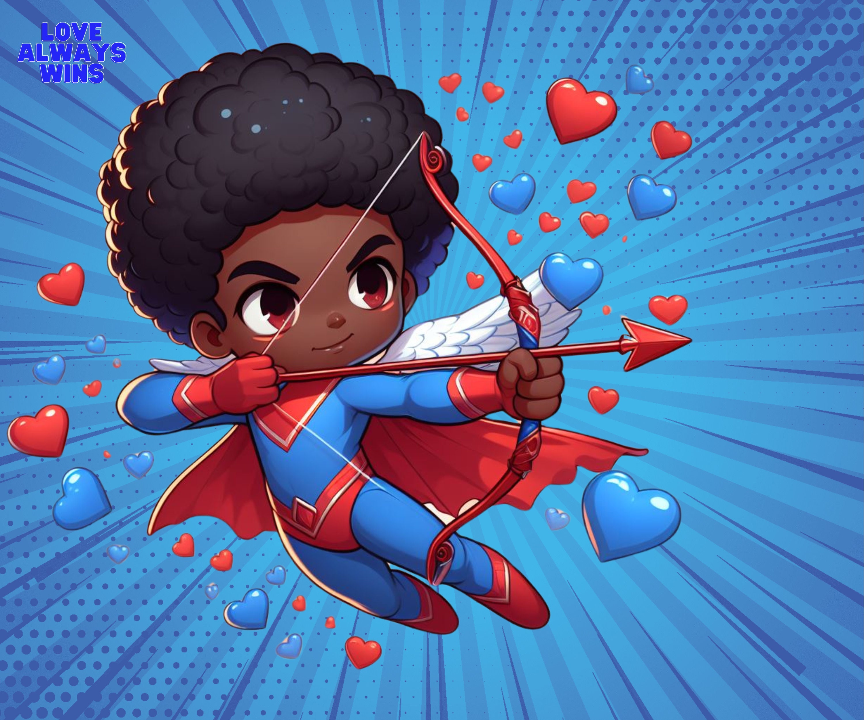 Valentine's Day Cupid Digital PNG, Love Always Wins, African American ...
