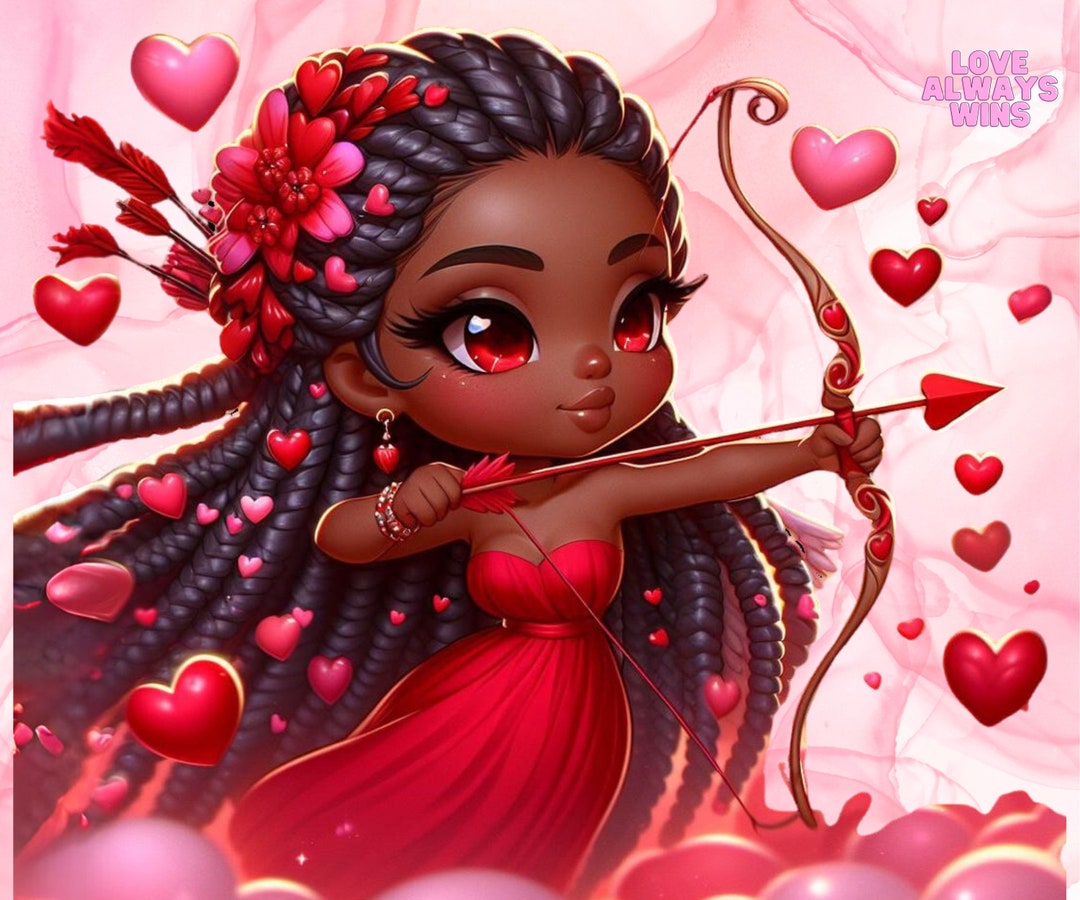 Valentine's Day Cupid Digital PNG, Love Always Wins, African American ...
