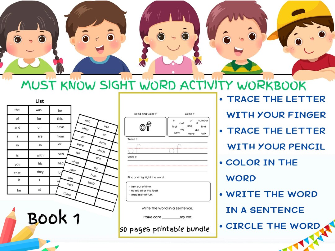 Sight Words Bundle Printable, Sight Word Workbook, Sight Words Practice ...