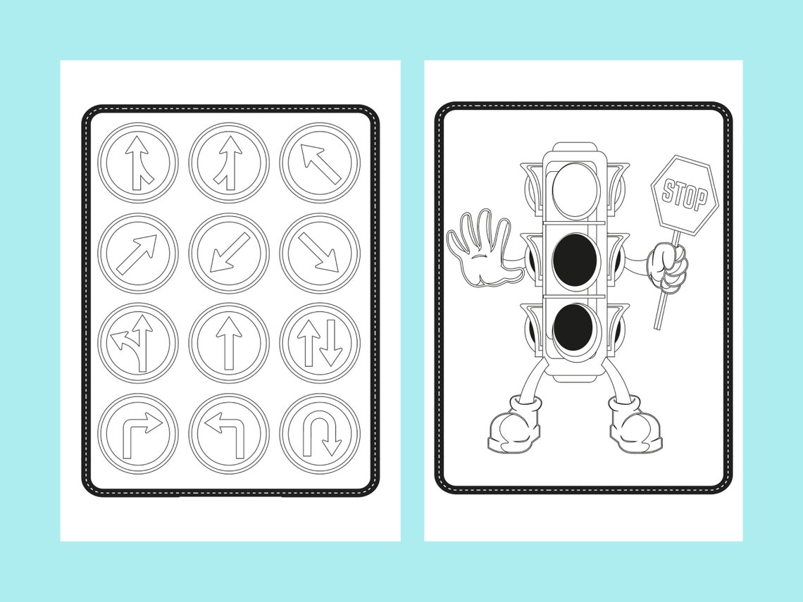 Printable Traffic Signs Coloring Pages for Kids Instant Digital ...