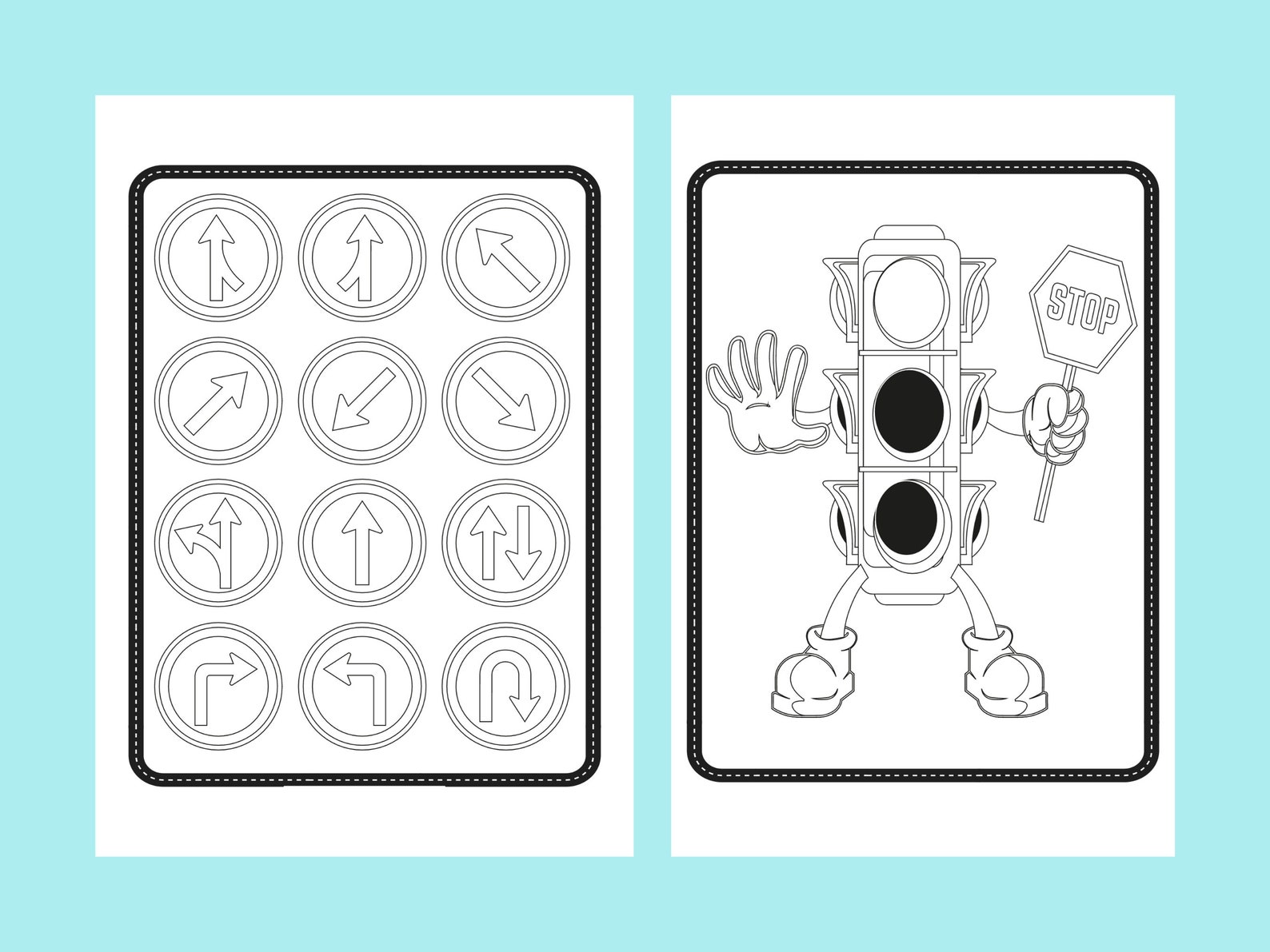 Printable Traffic Signs Coloring Pages for Kids Instant Digital ...