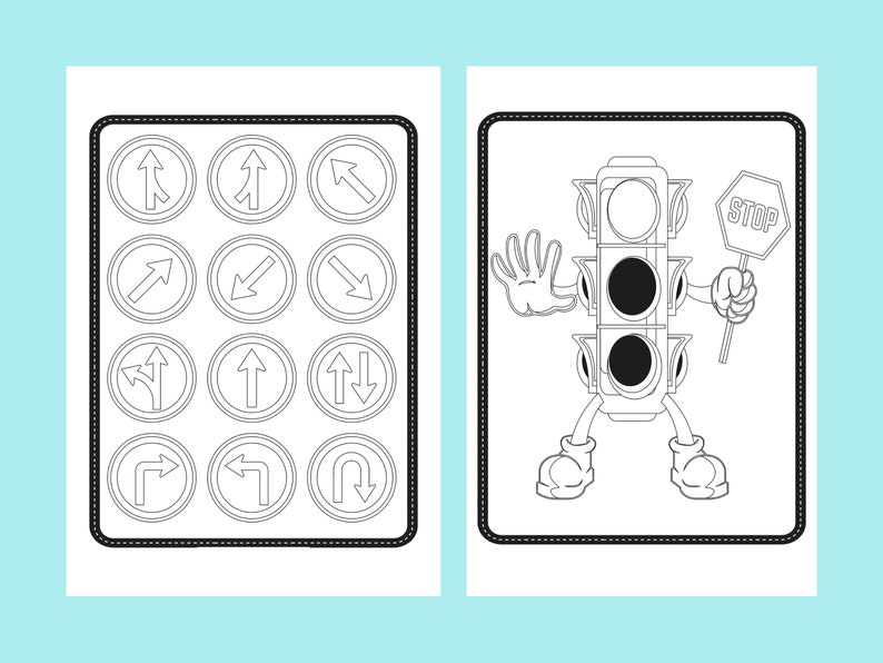 Printable Traffic Signs Coloring Pages for Kids Instant Digital ...