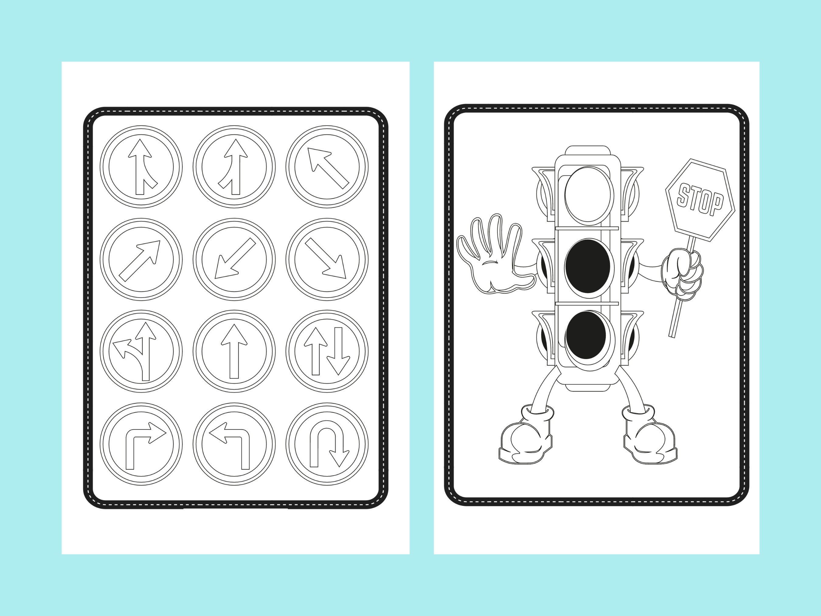 Printable Traffic Signs Coloring Pages for Kids Instant Digital ...