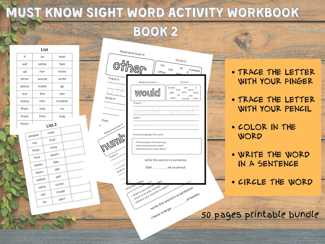 Sight Words Bundle Printable Sight Word Workbook Sight Words - Etsy
