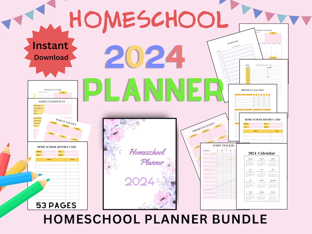 Homeschool Planner Printable Simple Homeschool Planner 2024 - Etsy