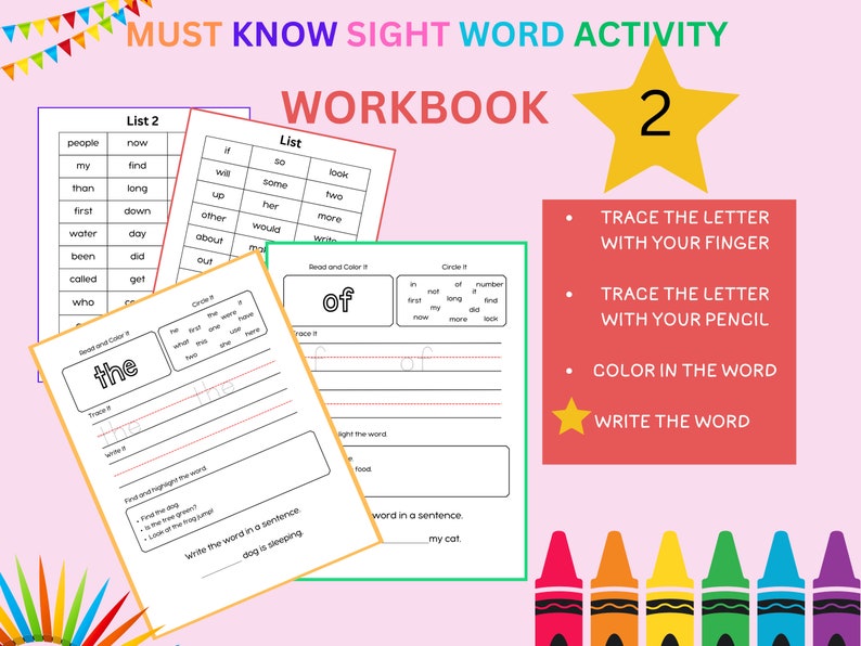 Sight Words Bundle Printable, Sight Word Workbook, Sight Words Practice ...