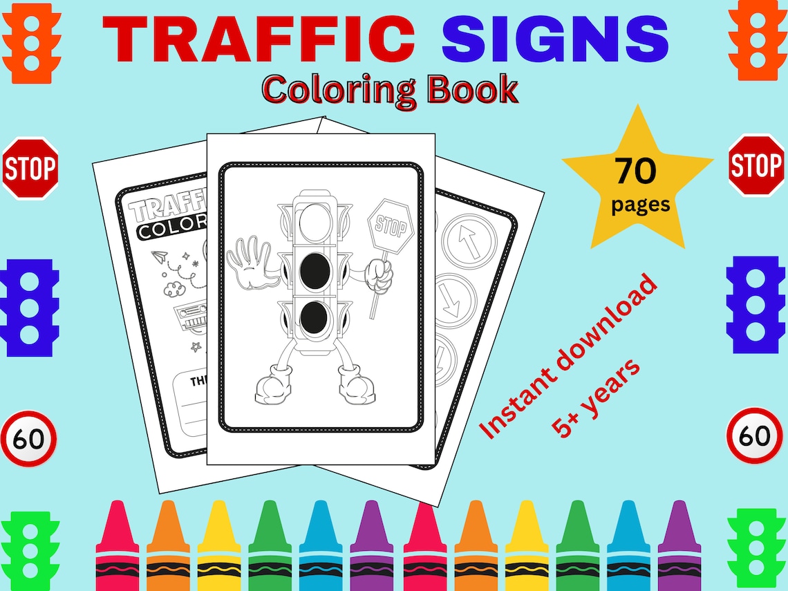 Printable Traffic Signs Coloring Pages for Kids Instant Digital ...