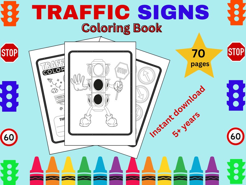 Printable Traffic Signs Coloring Pages for Kids Instant Digital ...
