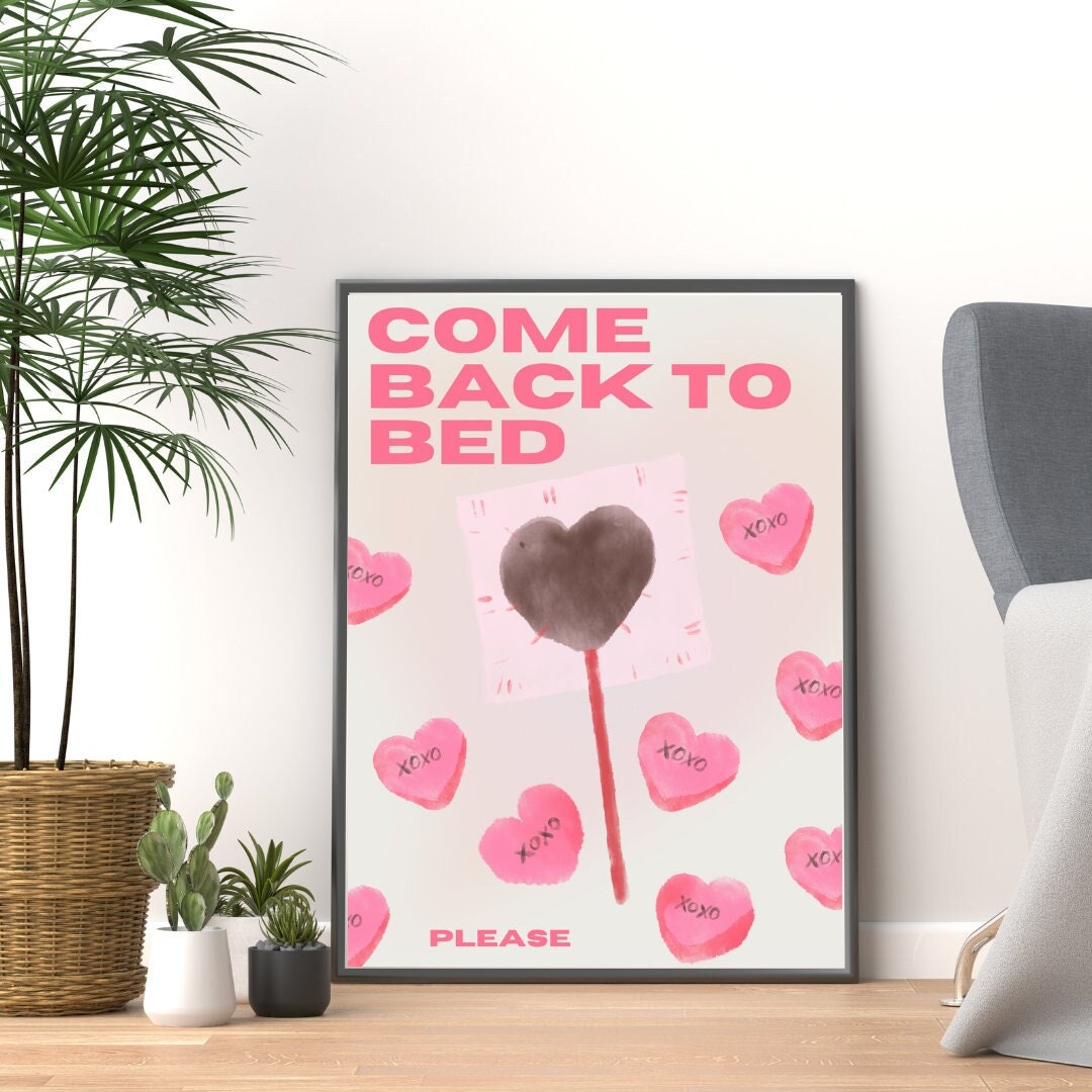 Come Back to Bed: DIGITAL PRINT retro Artwork Pink Red Love - Etsy