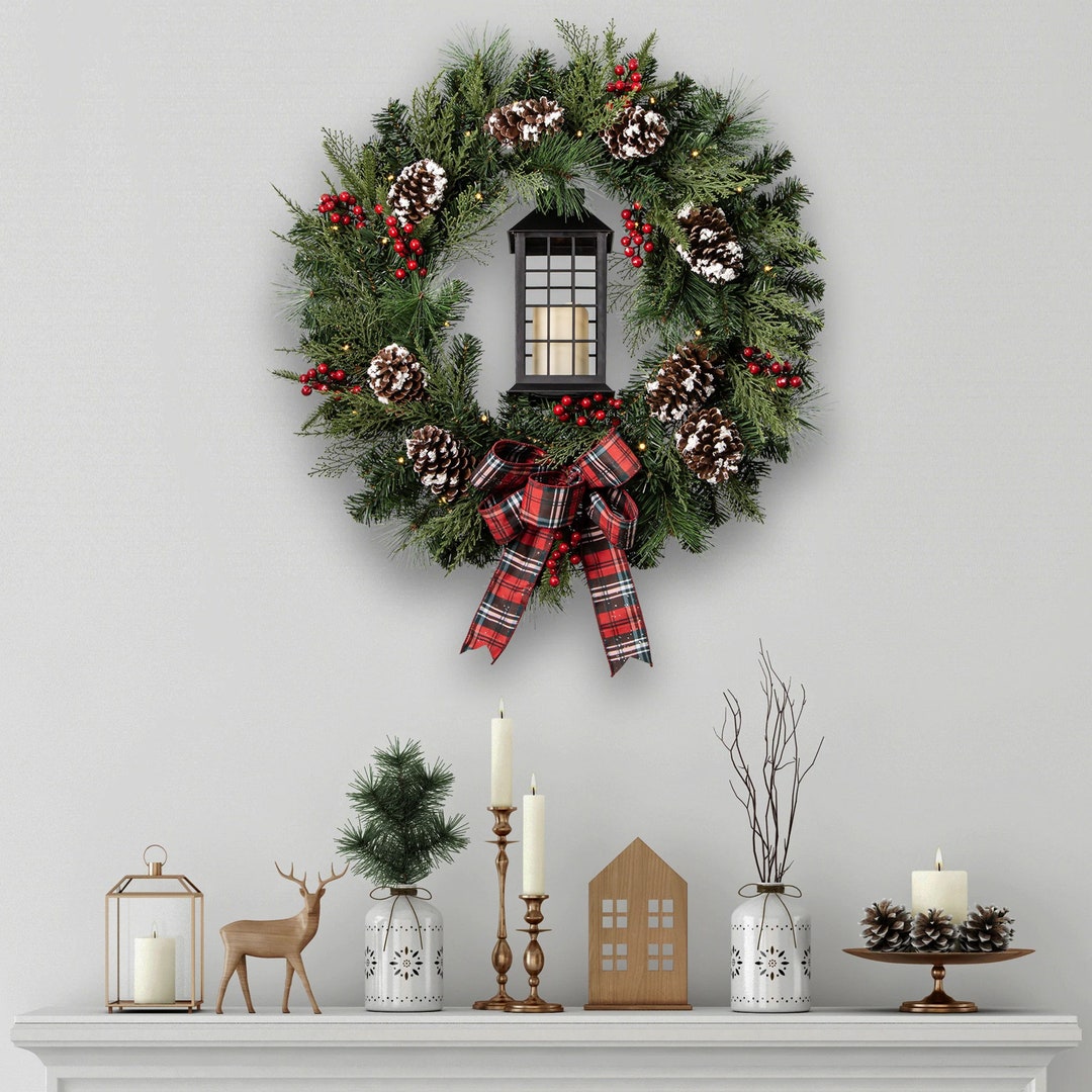 Dover 30-in Pre-lit Indoor Battery-operated Green Red - Etsy