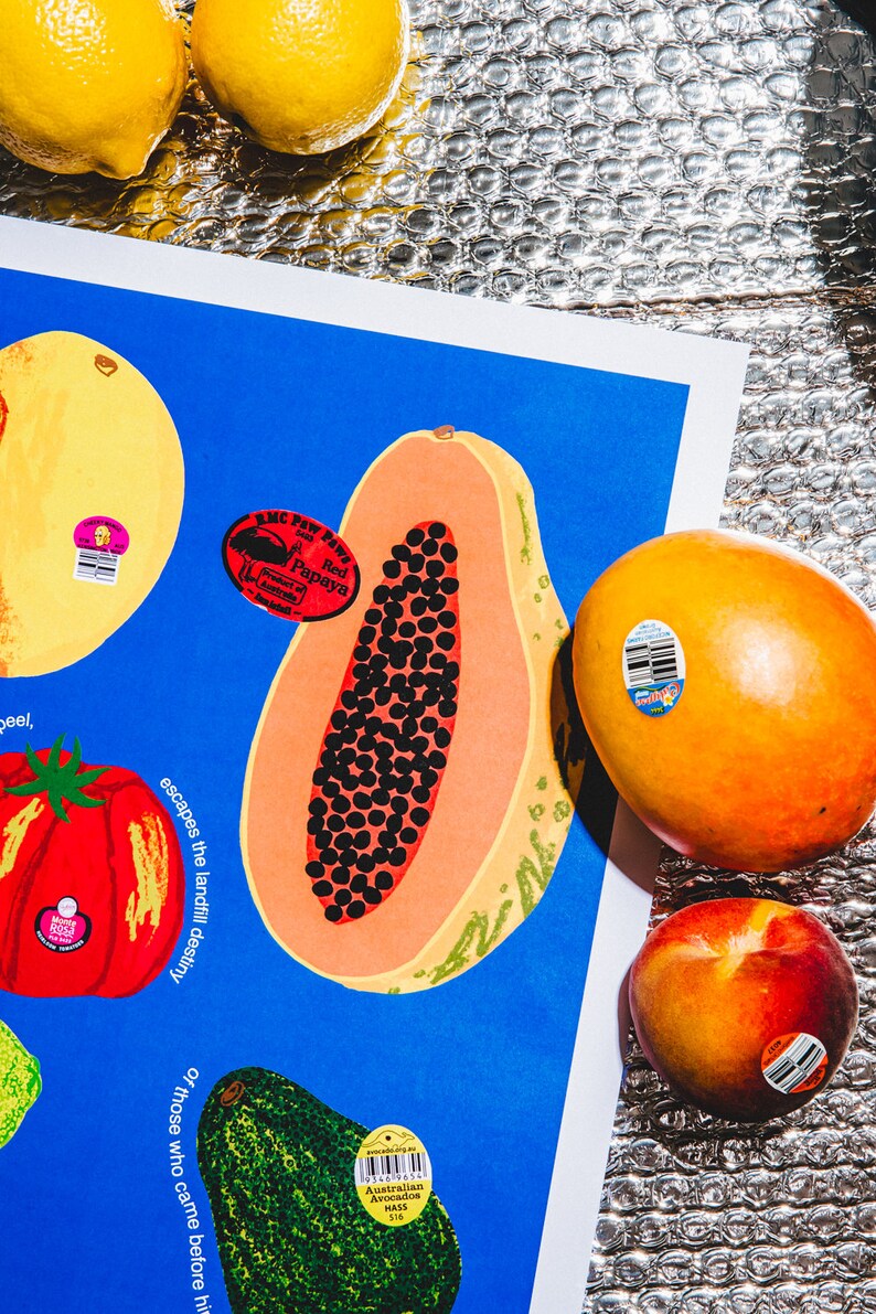Fruit and Produce Sticker Poster in Collaboration With Artist Alice ...