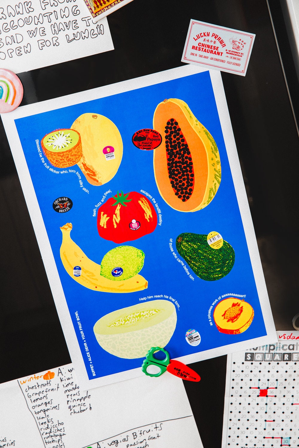 Fruit and Produce Sticker Poster in Collaboration With Artist Alice ...