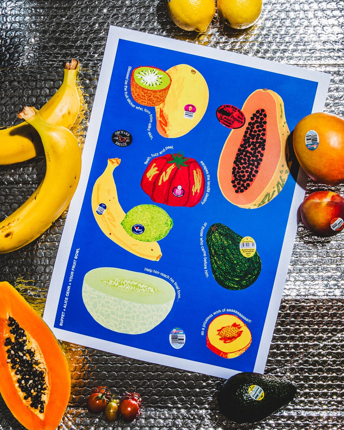 Fruit and Produce Sticker Poster in Collaboration With Artist Alice ...