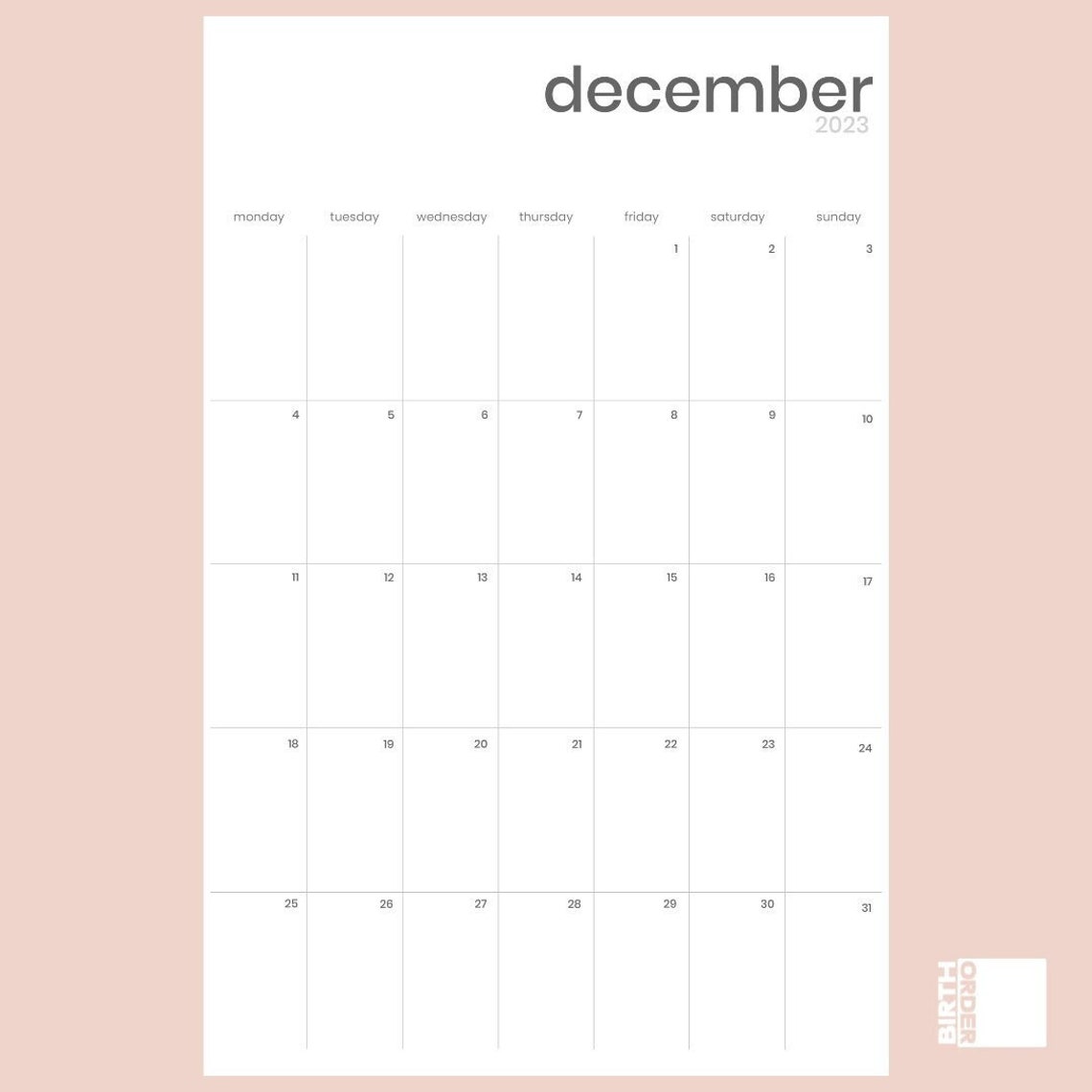 Monthly Planner Printable December 2023 Printable (Download Now) - Etsy