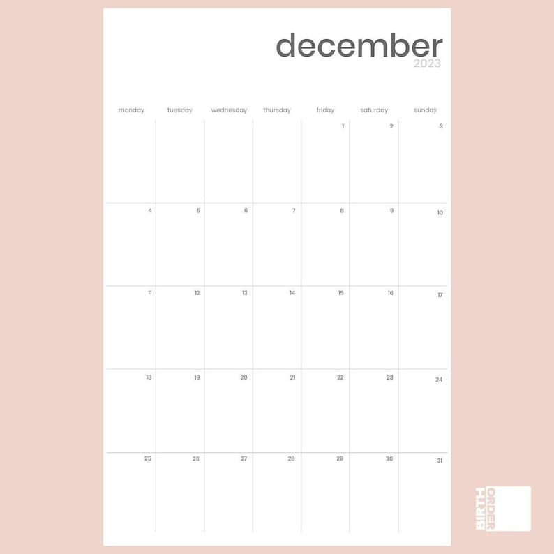 Monthly Planner Printable December 2023 Printable (Download Now) - Etsy
